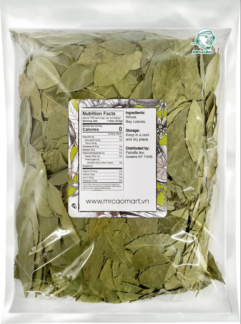 LÁ GIA VỊ ÂU NGUYỆT QUẾ – BAY LEAVES WHOLE INDIA 500G – MrCao Mart