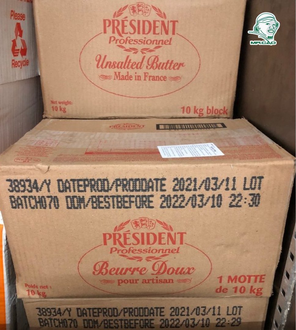BƠ LẠT – UNSALTED BUTTER PRESIDENT 82% FAT 10KG – MrCao Mart