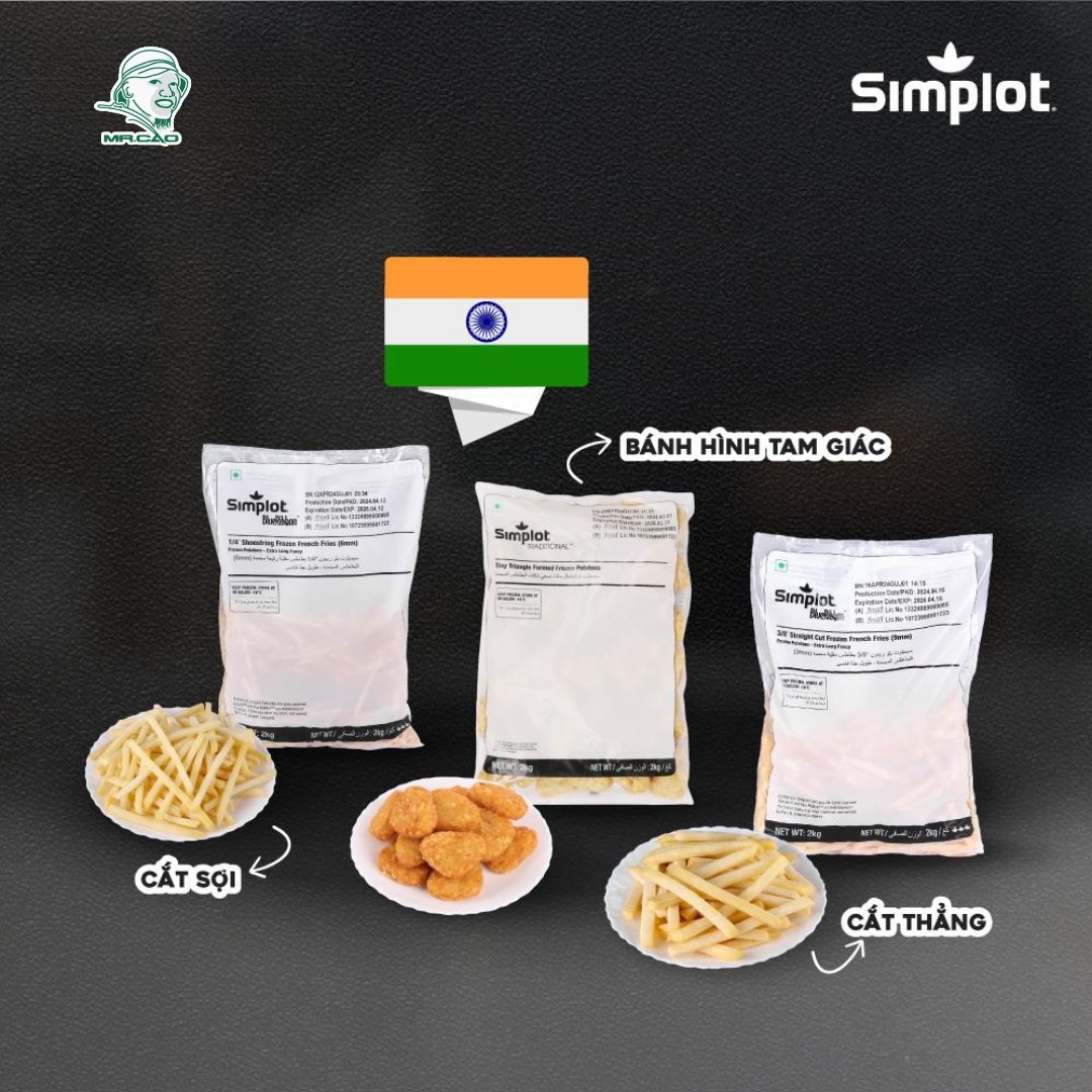 KHOAI TÂY CẮT SỢI – SIMPLOT INDIA STRAIGHT FRENCHFRITES CUT 9X9MM 2KG ...